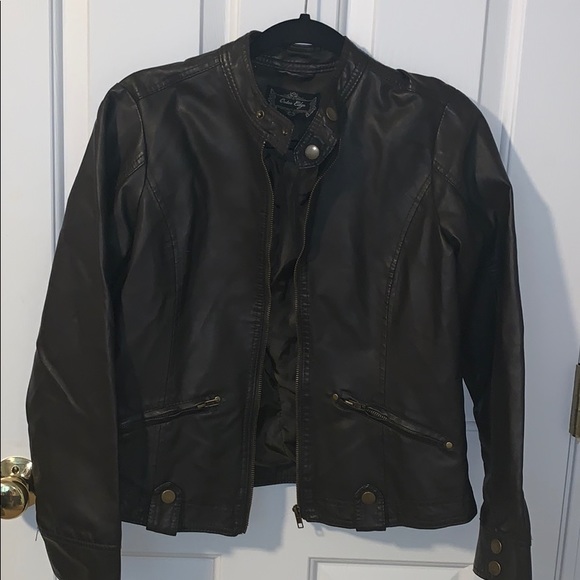 Outer Edge | Jackets & Coats | Brown Faux Leather Jacket | Poshmark